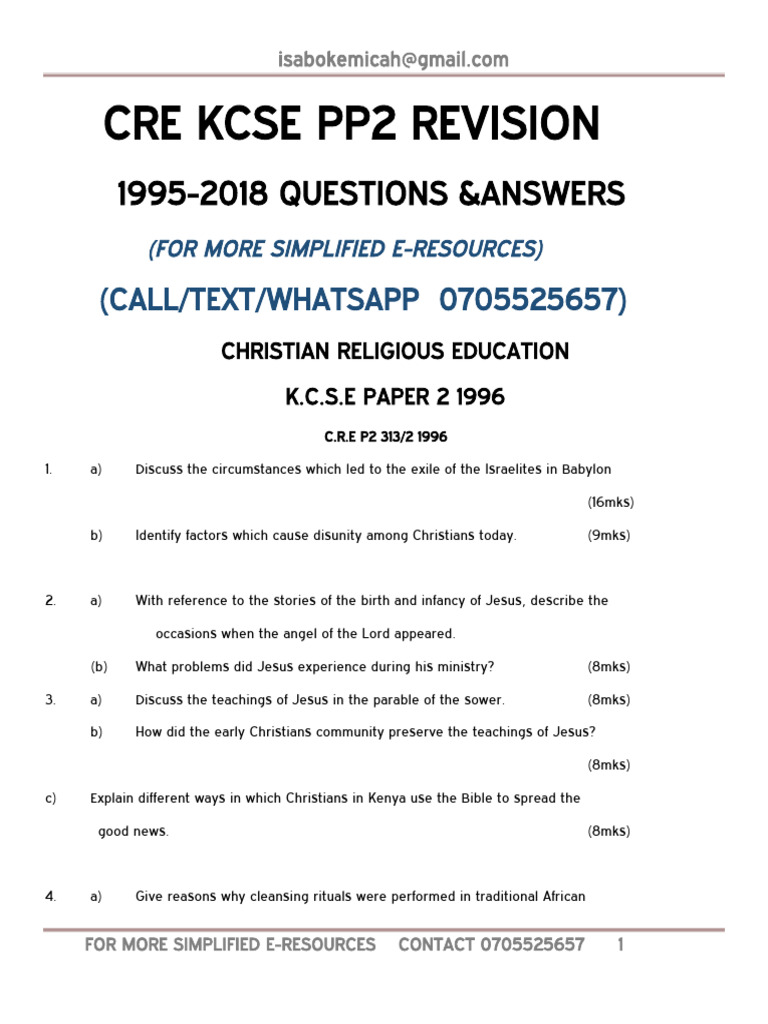 Kcse Cre PP2 Revision | PDF