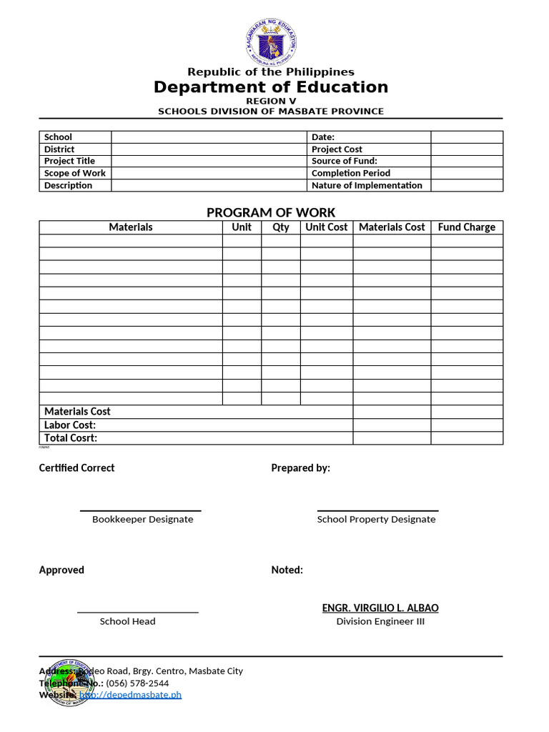 NEW-PROGRAM-OF-WORK-BLANK | PDF