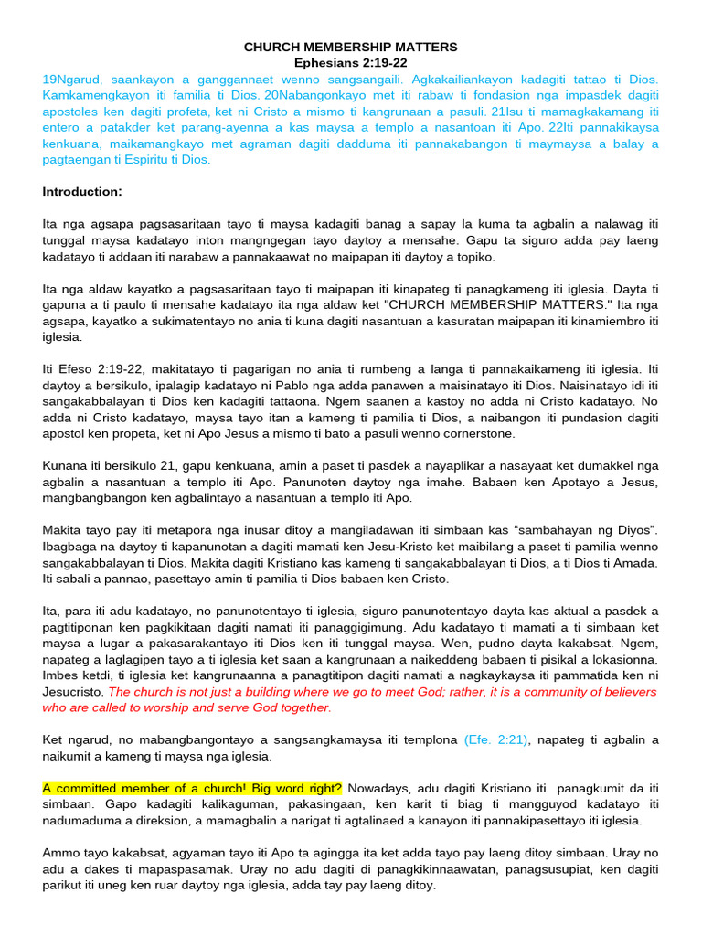 CHURCH MEMBERSHIP MATTERS | PDF
