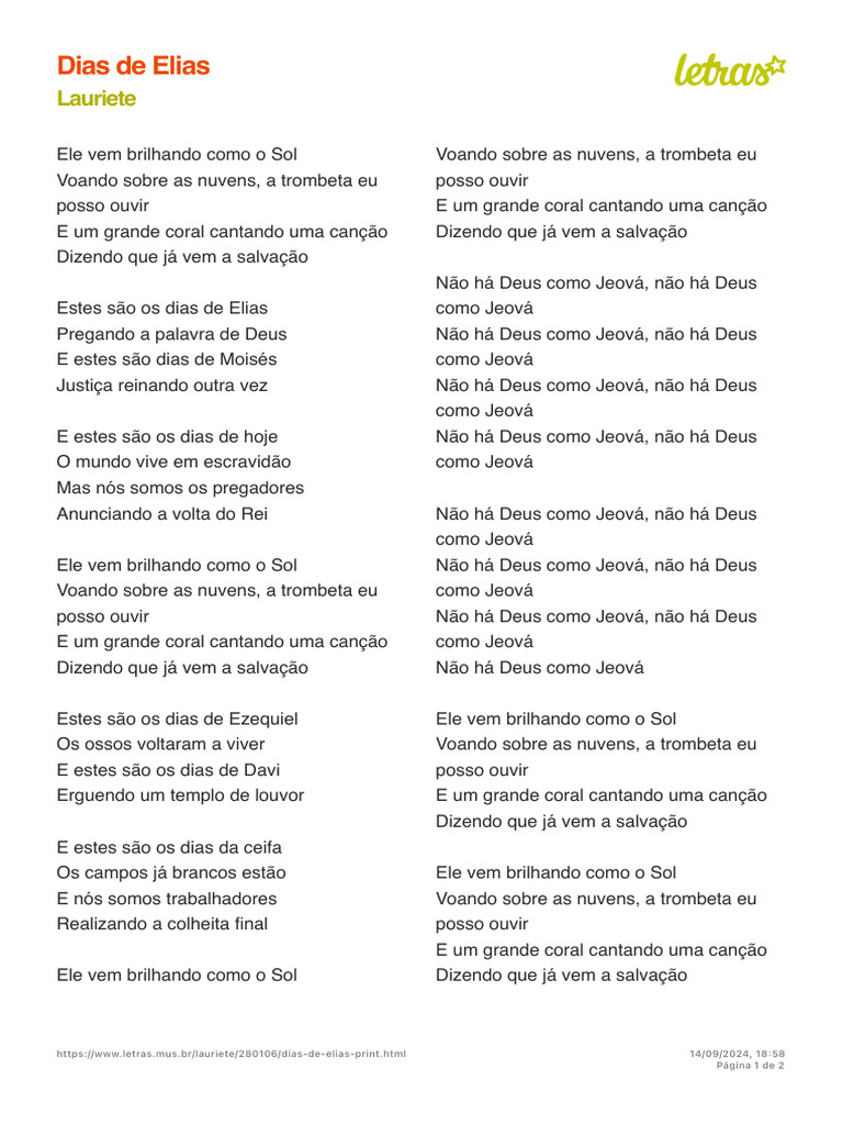 DIAS DE ELIAS - Lauriete (Impressão) | PDF