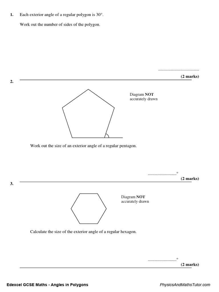 Angles in Polygons QP | PDF