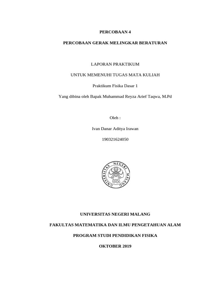 Laporan Praktikum Gerak Melingkar Beratu (1) | PDF Laporan Praktikum Gerak Melingkar Beratu (1) | PDF
