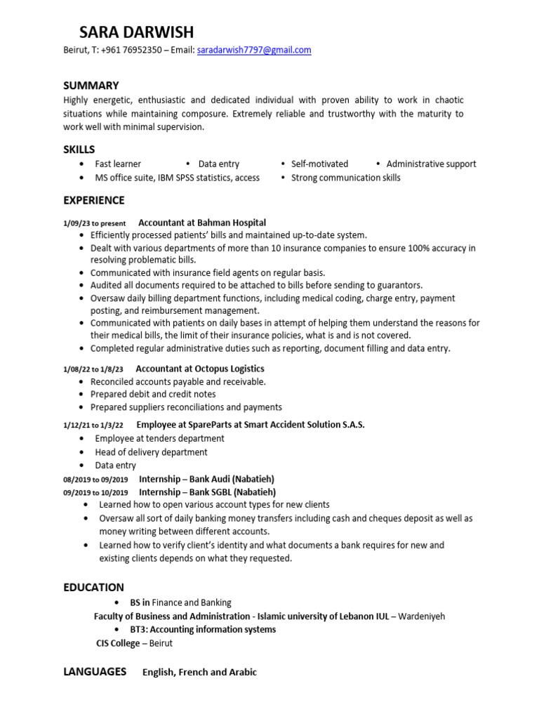 SARA Ibrahim Darwish CV | PDF