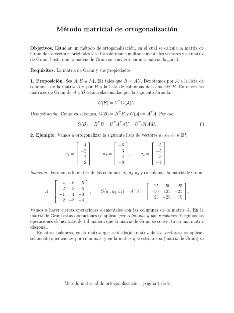 Orthogonalization Matrix Method Es | PDF