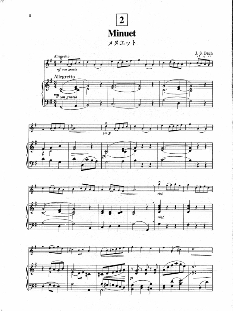 J.S.Bach. Menuet | PDF