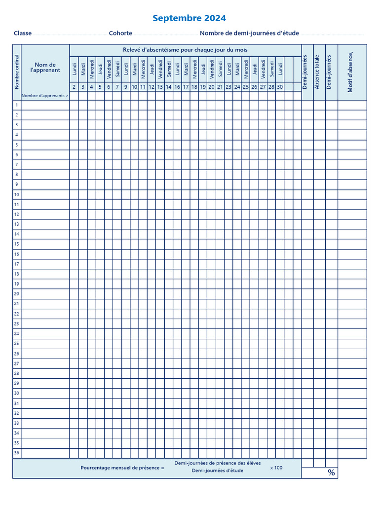 Fiche D Absence Vacances 2024-2025 | PDF