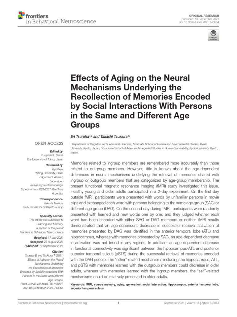 Effects of Aging On The Neural Mechanisms Underlying The Recollection ...