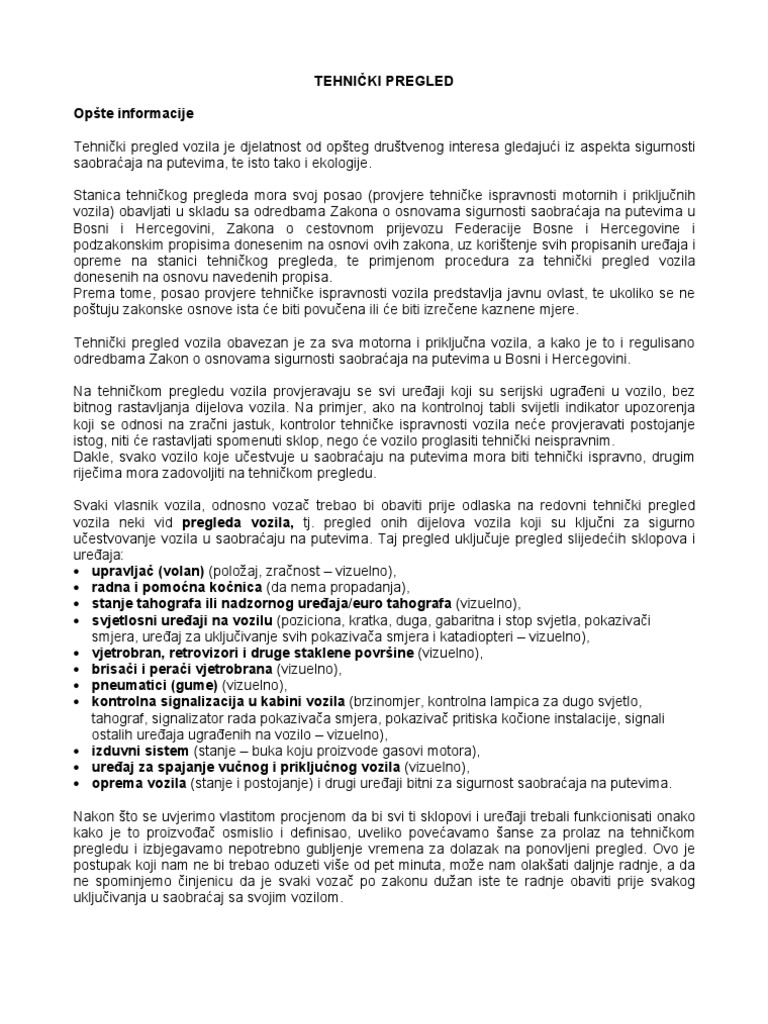 Tehnicki Pregled Korak Po Korak | PDF