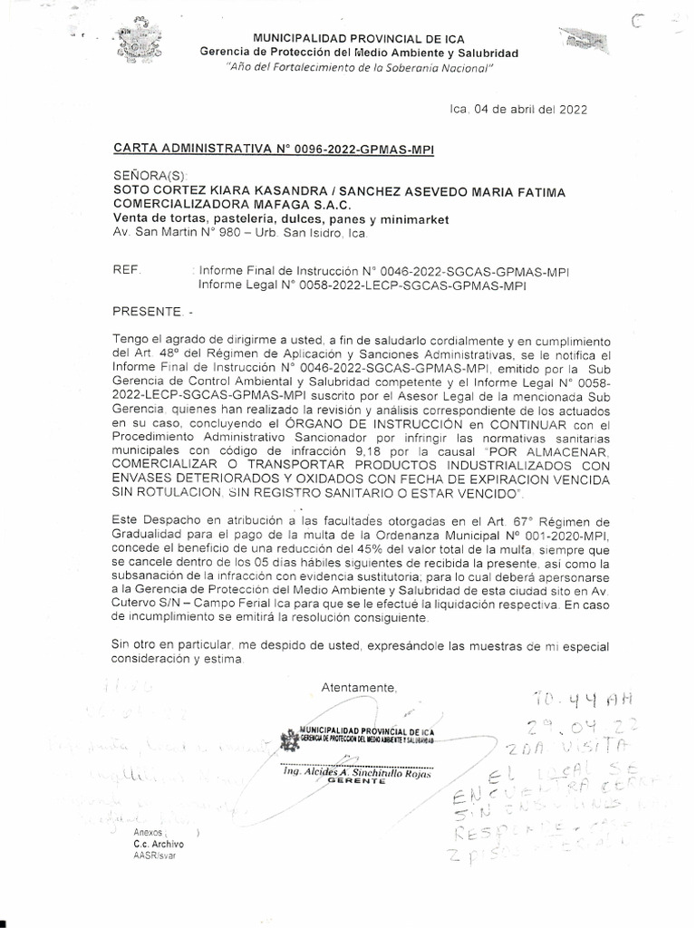 Carta Administrativa #096-2022-GPMAS-MPI | PDF