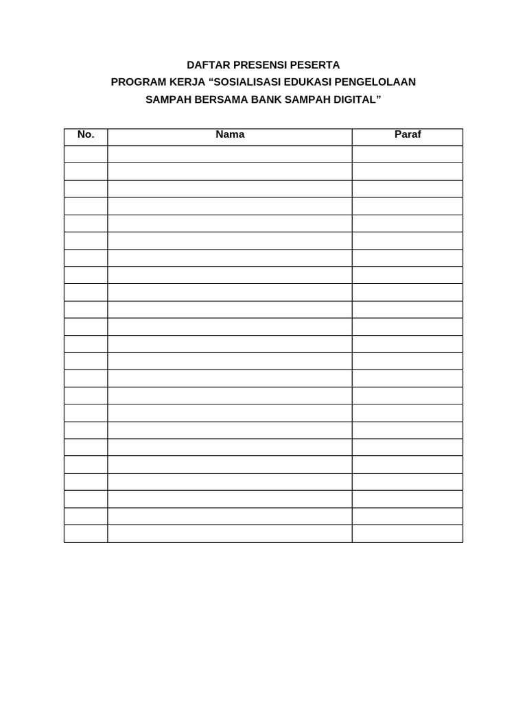 Daftar Presensi Peserta | PDF