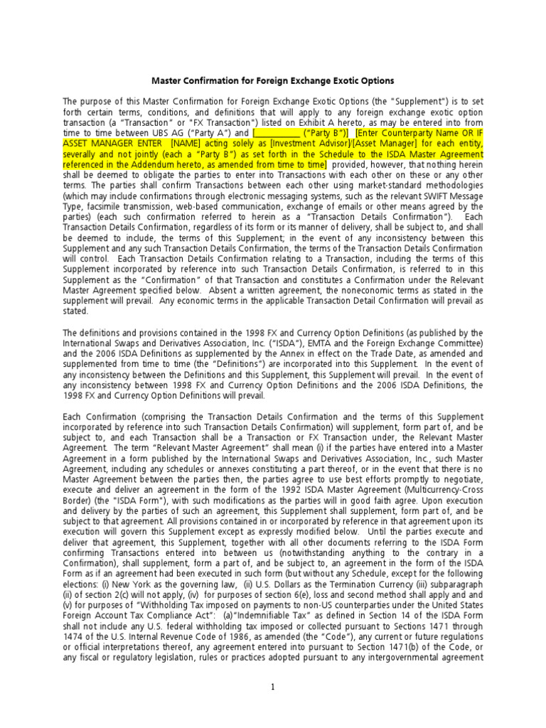 Master Confirm Exotic Options | PDF