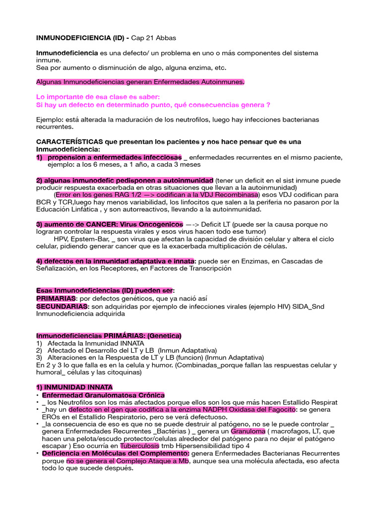 Aula 9 - Inmunodeficiencias y Caso ClÃ Nico 2 HIV - Romina | PDF