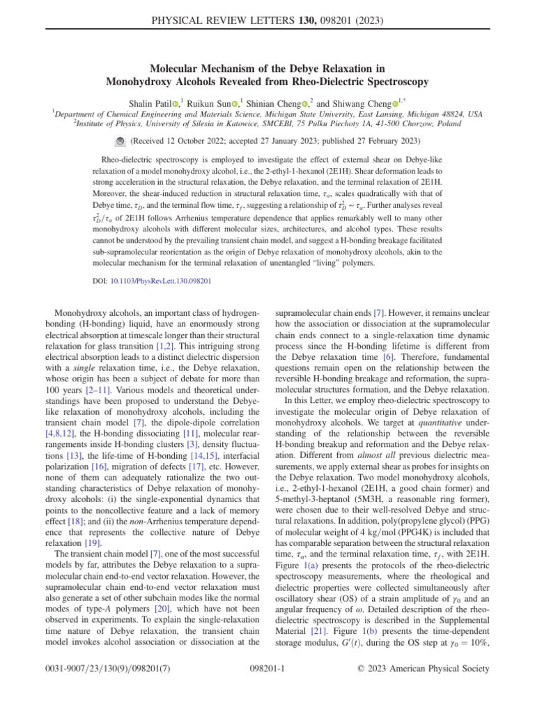 PhysRevLett.130.098201 Molecular Mechanism of The Debye Relaxation in ...
