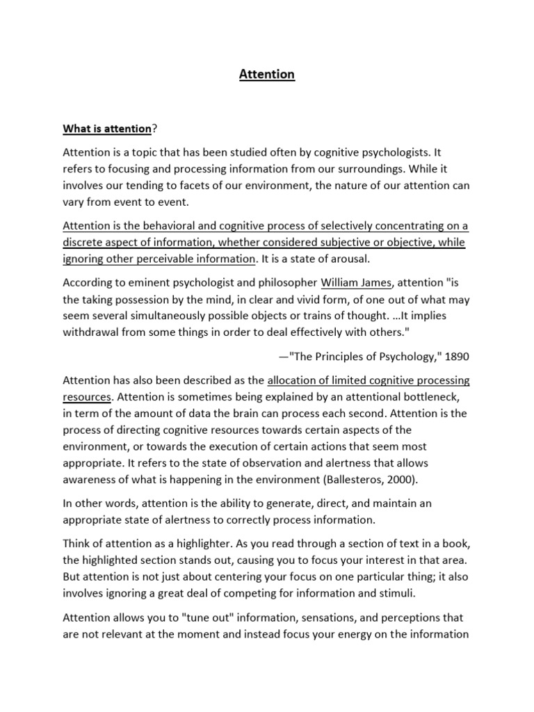 Attention Nature And Type 1 1 Pdf