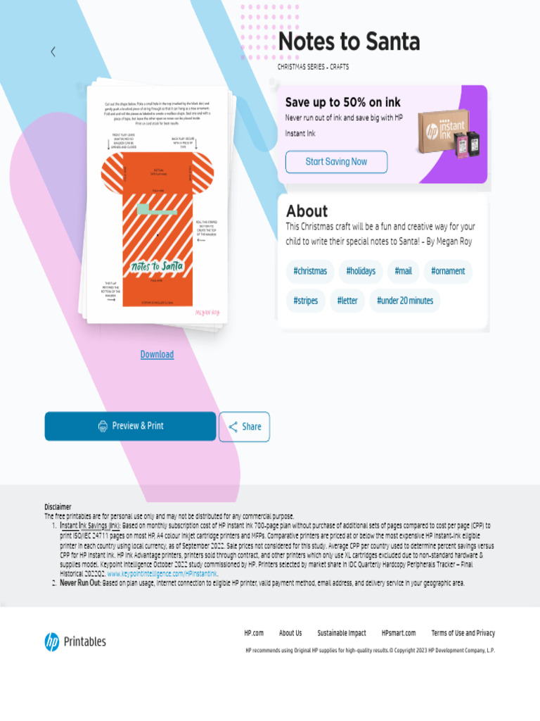 Printables - Notes To Santa HP® Official Site | PDF