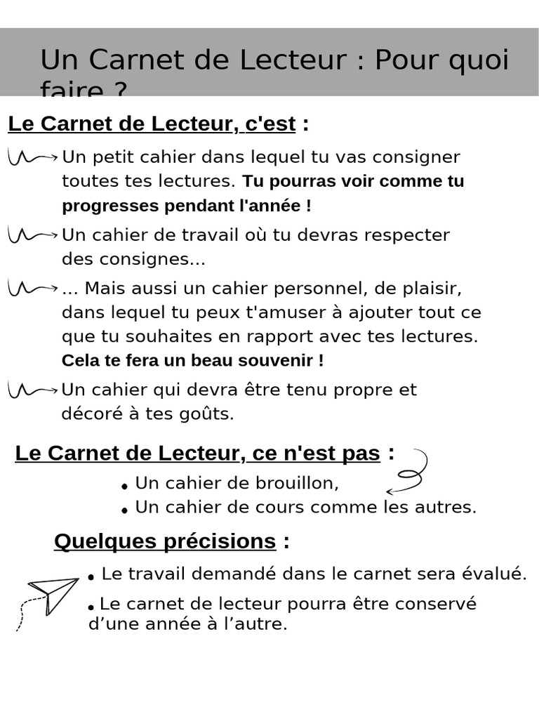 Un Carnet Pour Quoi Faire | PDF