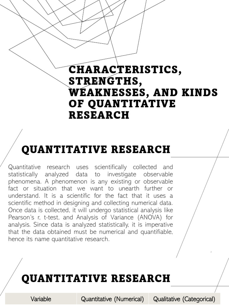 Lesson 1 Characteristics Strengths Weaknesses and Kinds of Quantitative Research | PDF