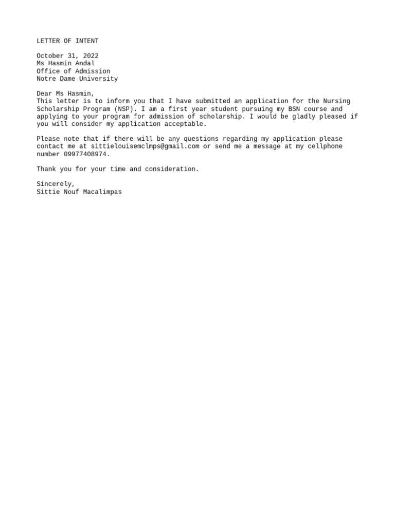 Letter of Inten-Wps Office | PDF