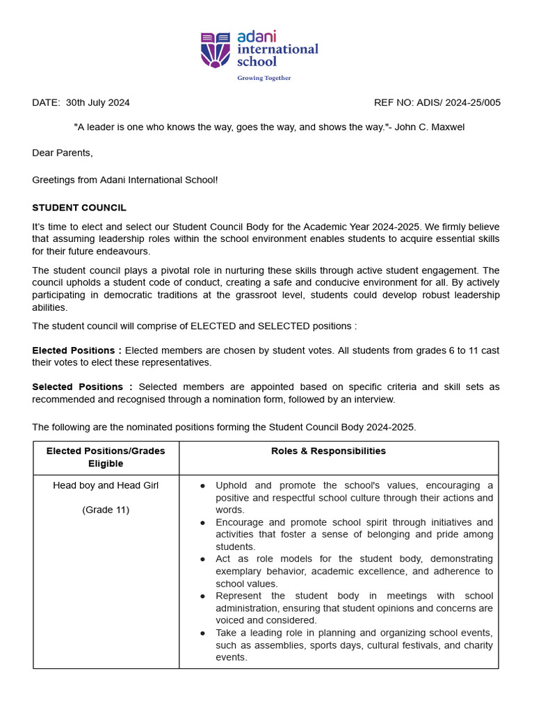 Senior Student Council | PDF