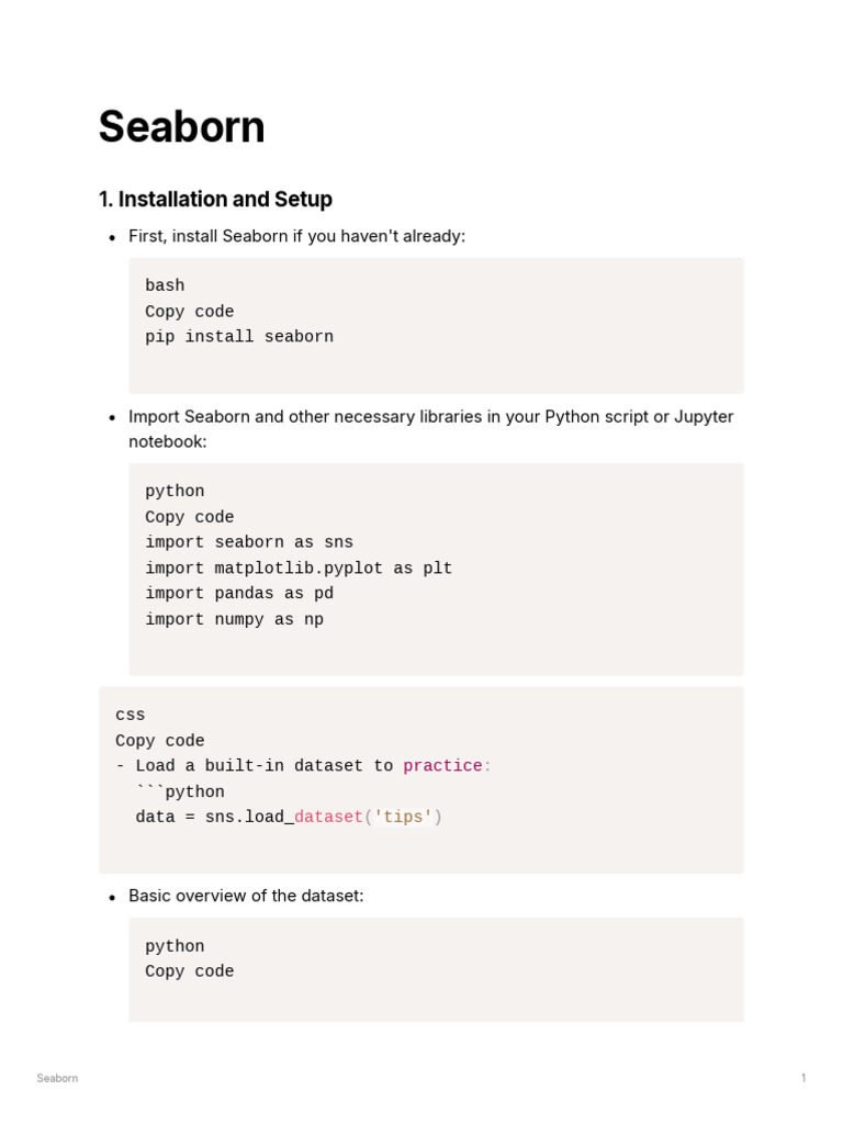 Seaborn | PDF | Scatter Plot | Histogram Seaborn | PDF | Scatter Plot | Histogram