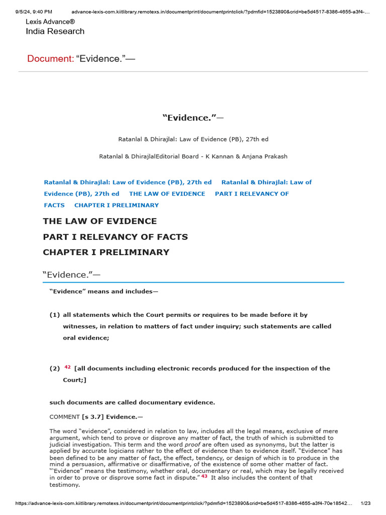 Evidence, Ratanlal Dhirajlal | PDF