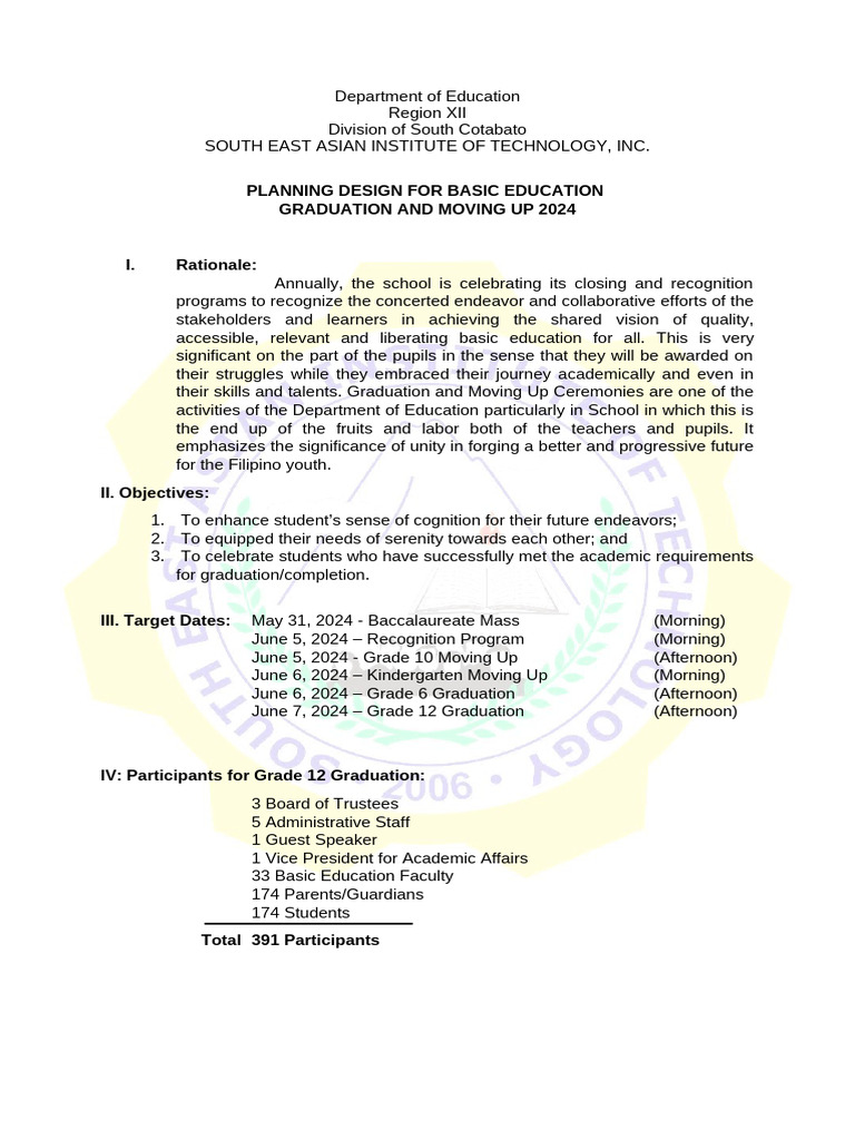 Planning Design For Graduation 2024 Final | PDF