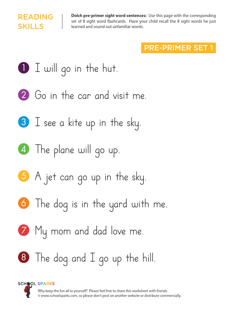 Sight Word Sentences | PDF