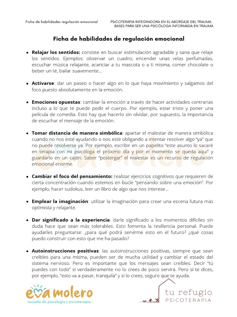 Ficha-de-habilidades-de-regulacion-emocional- | PDF
