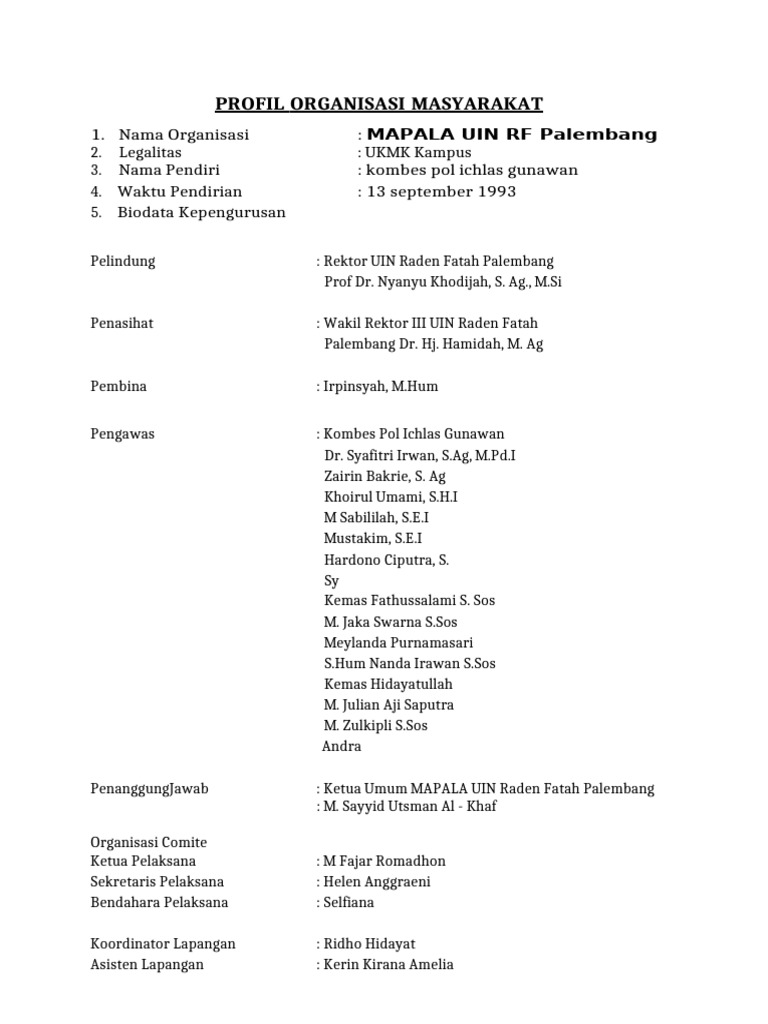 Contoh Profil Organisasi Masyarakat2 | PDF