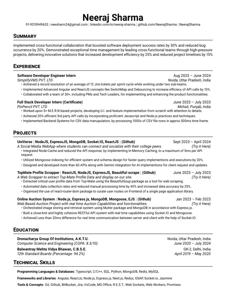 Neeraj Sharma Resume | PDF