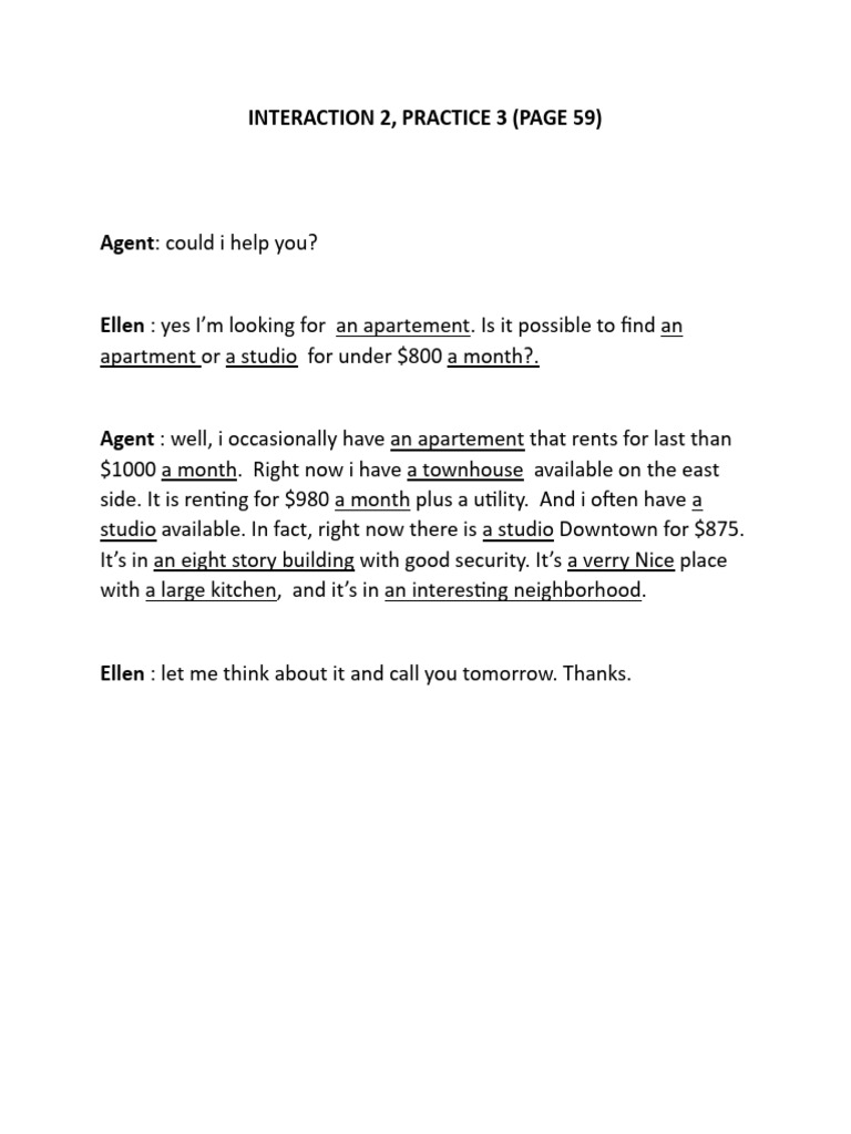 Interaction 2, Practice 3 | PDF