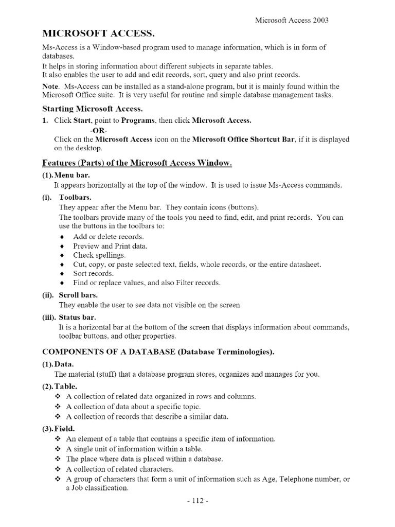 MS Access PDF Notes - Knec - Tvet Cdacc Study Materials, Revision Kits ...