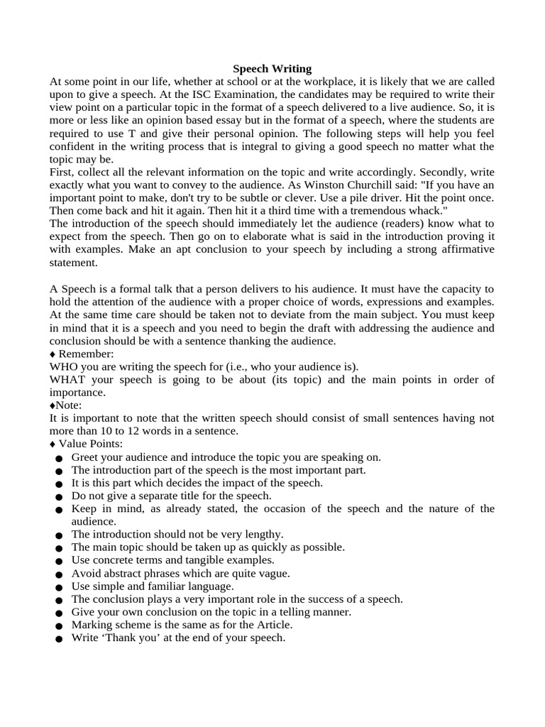 Speech Writing | PDF