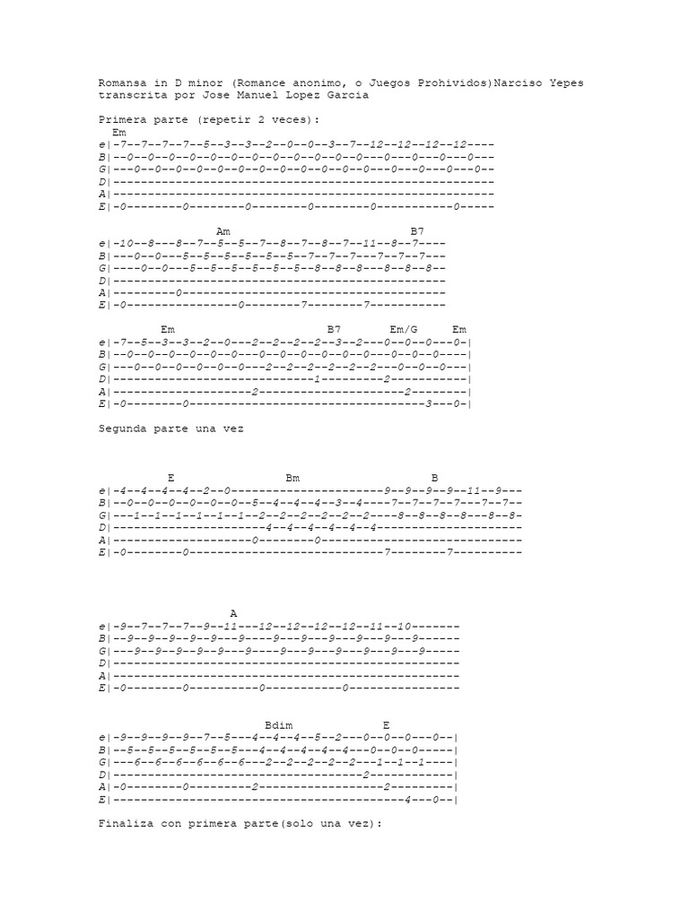 Romance-Anonimo-Version Narciso Yapes Pelicula Juegos Prohibidos | PDF