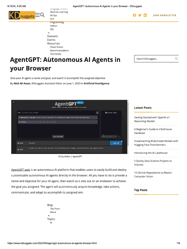 AgentGPT Autonomous AI Agents in Your Browser | PDF