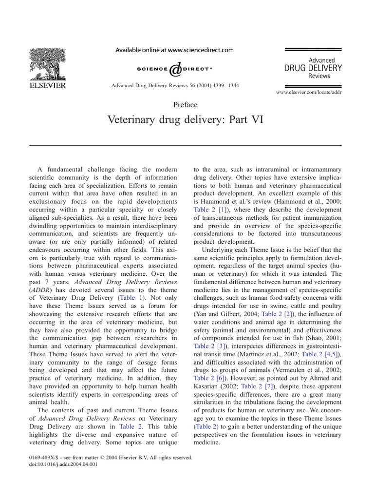 Veterinary Drug Delivery Part VI | PDF