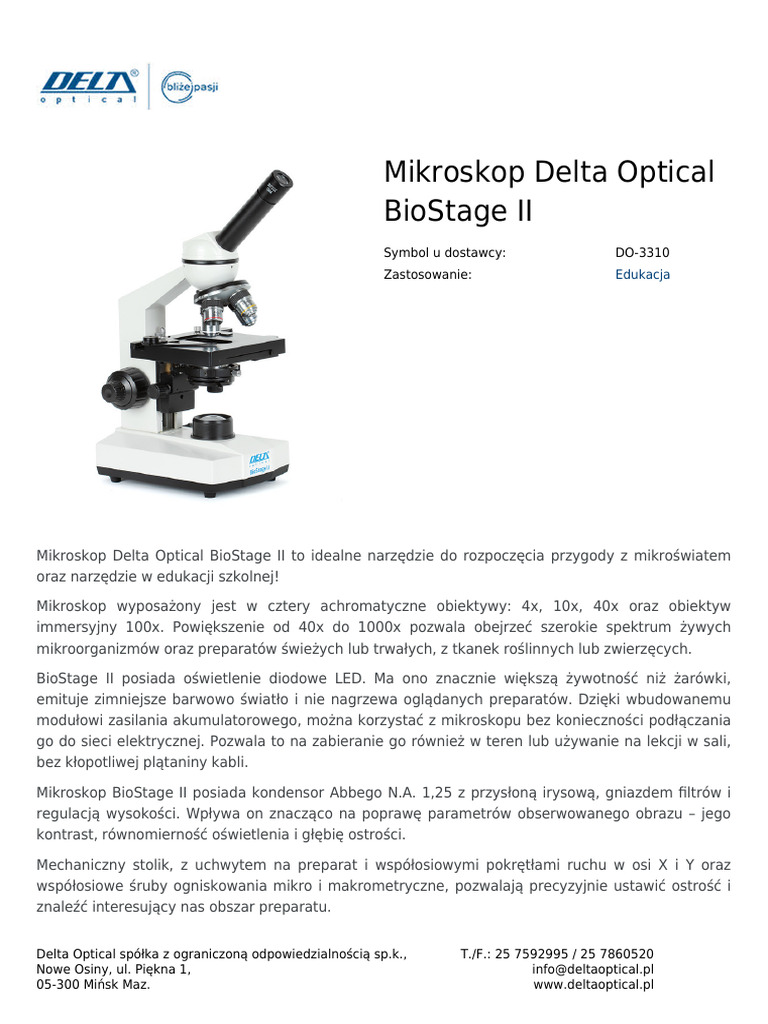 Mikroskop-Delta-Optical-BioStage-II | PDF