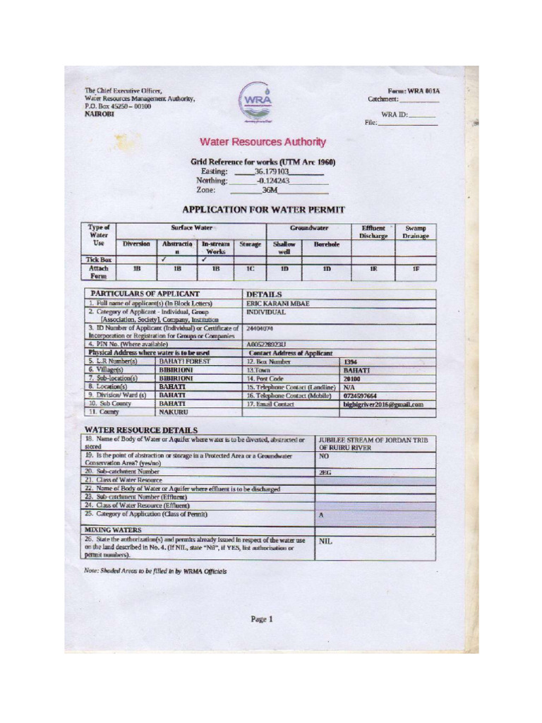 APPLICATION FOR WATER PERMIT_compressed | PDF
