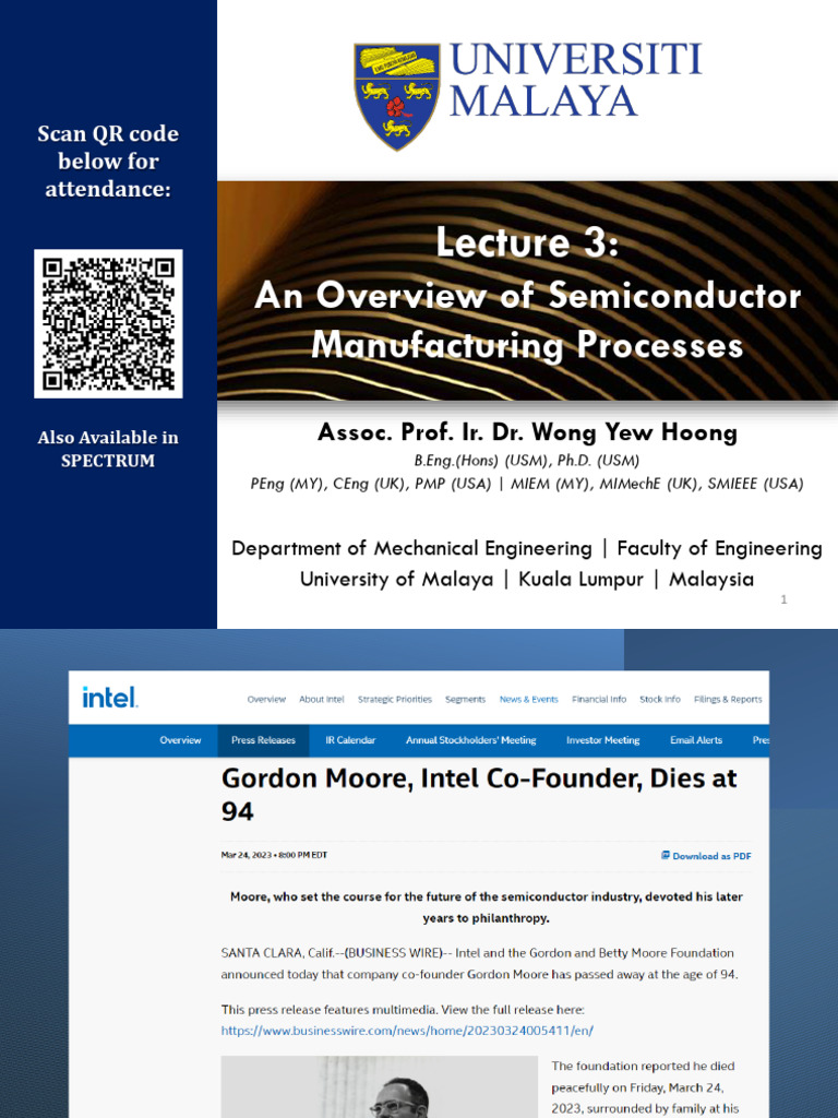 Lec 3 - Overview of Semicond Fab Processes | PDF