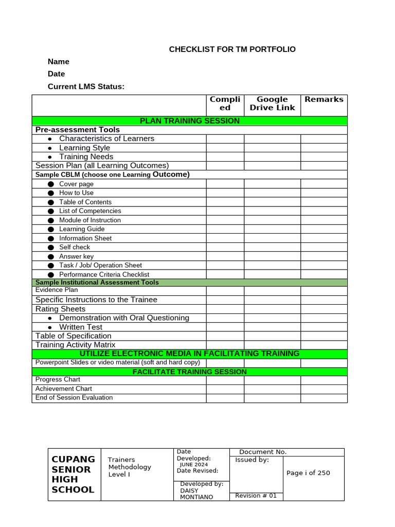 Plan Training Session | PDF