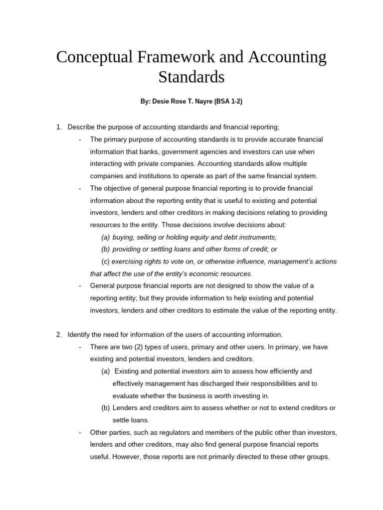 Conceptual Framework and Accounting Standard | PDF