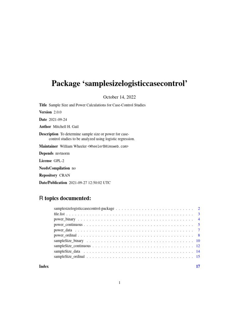 Sample Size Logistic Case Control | PDF