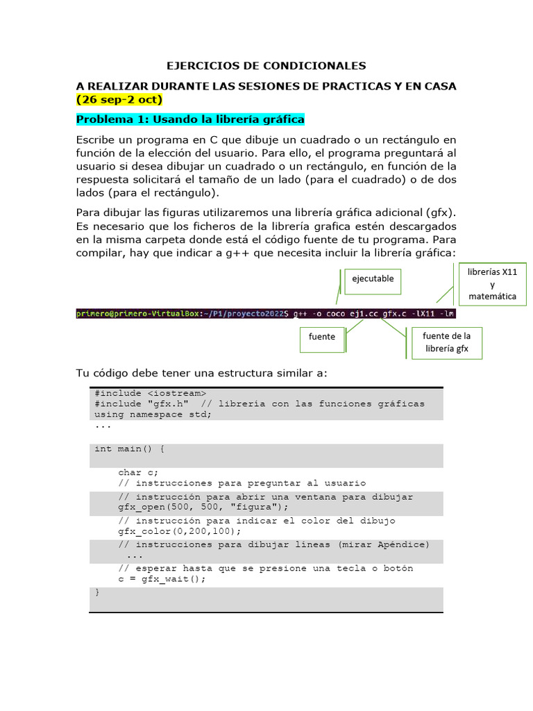 Ejercicios de Condicionales A Realizar Durante Las Sesiones de Practicas Y en Casa (26 Sep-2 Oct ...
