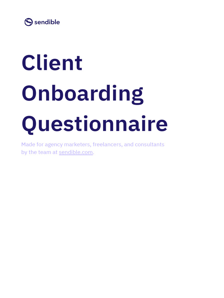 Agency Client Onboarding Questionnaire Sendible | PDF