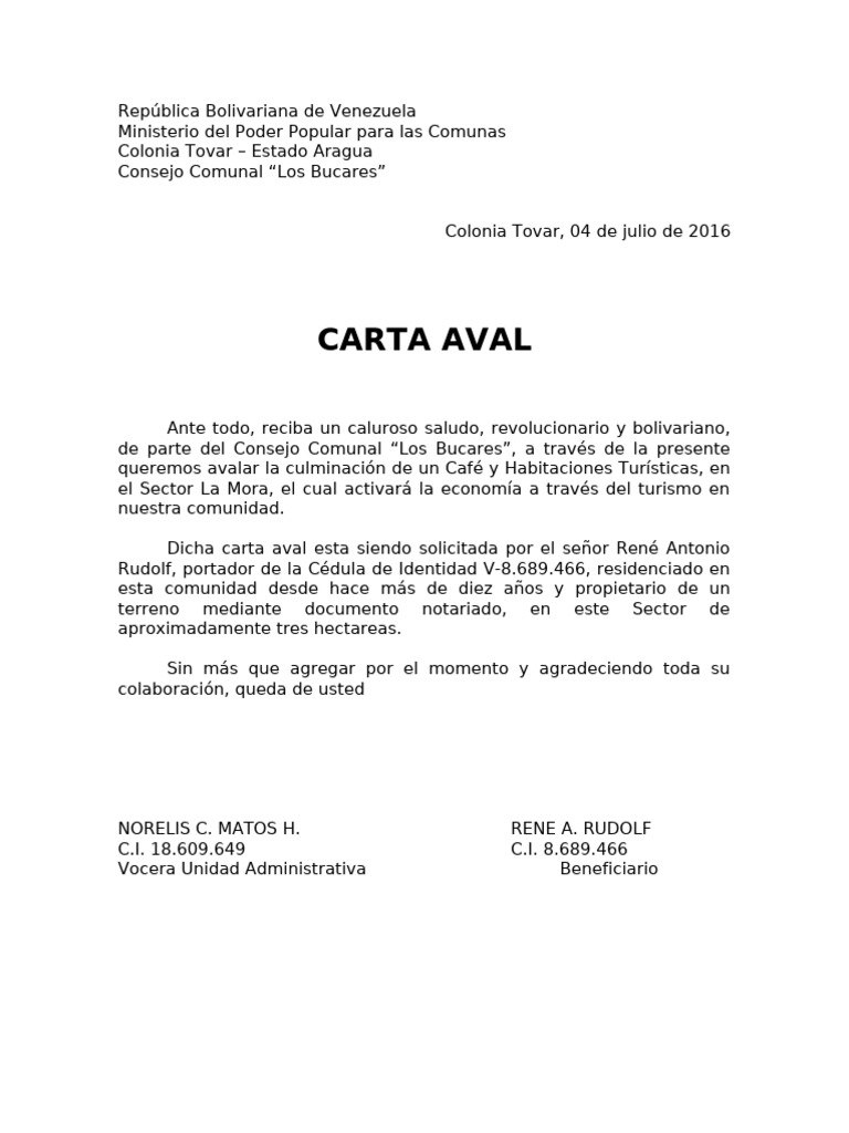 Carta Aval | PDF