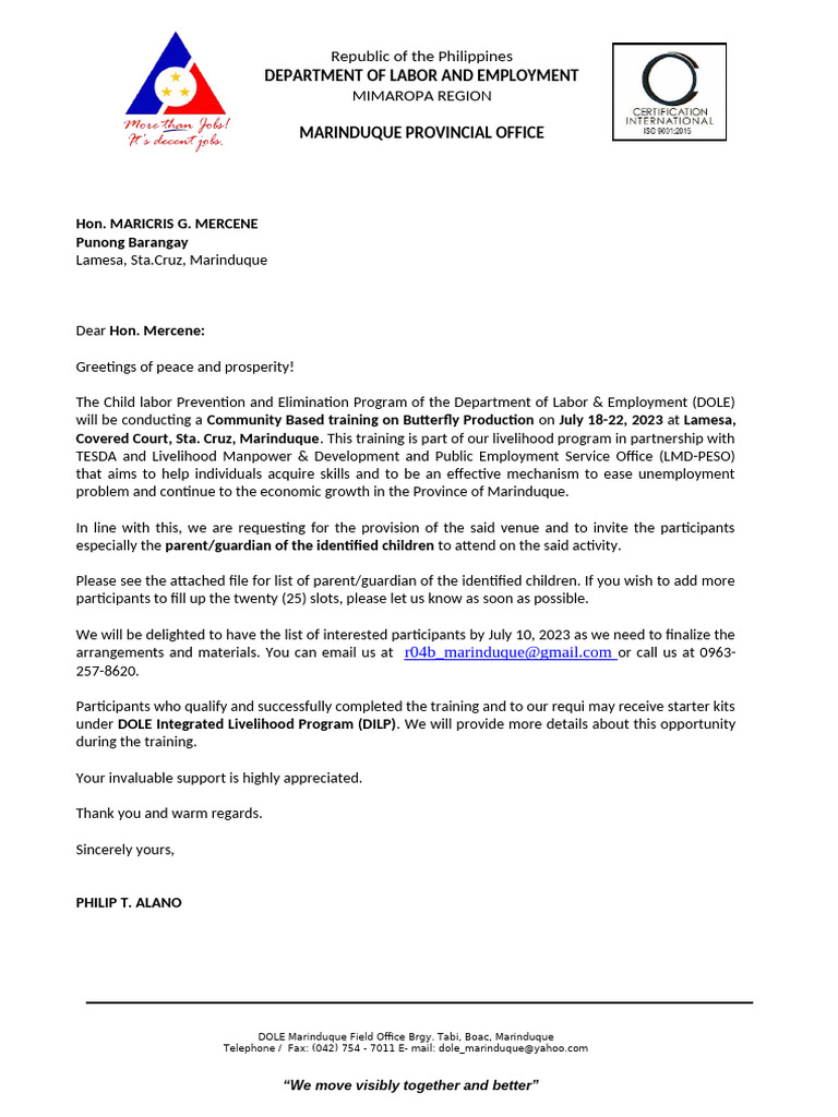 Invitation Letter To Partner Agencies | PDF