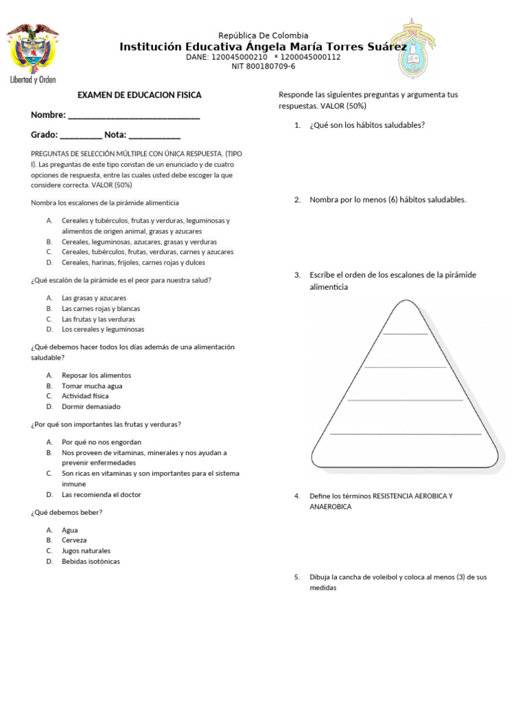 Examen Grado Undecimo | PDF