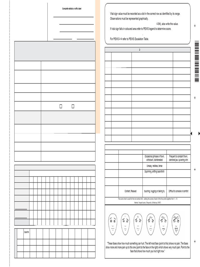 Paediatric - General Observation Chart 5-11 YrsÂ | PDF