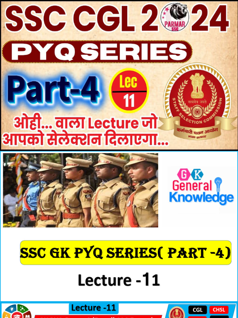 Lecture - 11 (SSC GK Pyq Part - 4) | PDF