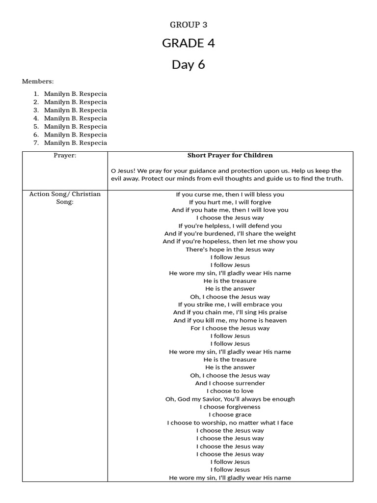 Daily Plan For Immersion 1 | PDF